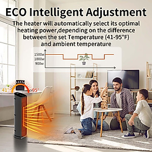 QOWETU Space Heater for Indoor Use with Remote - 90° Oscillating Tower Electric Heater, 24 Inchs, 12H Timer, 1500W Quiet PTC Ceramic Heating with Thermostat, Fast Safety Heat for Office, Home, Bedroom