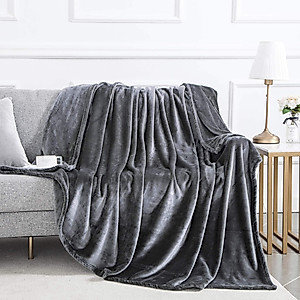 MOONLIGHT20015 Fleece Blanket Twin Size - Super Soft Cool Fuzzy Dark Grey Throw Blanket for Couch and Sofa - Lightweight Luxury 400 GSM Microfiber Fluffy Bed Blankets and Throws, 60 x 80 Inches (Twin)