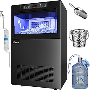 YITAHOME 2 Way Water Inlet Commercial Ice Maker Machine 100LBS/24H, Tap Water & Bottom Loading, 33LBS Storage Bin, Under Counter Ice Machine with Stainless Steel Ice Scoop, Ice Bucket