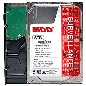 MDD (MDD6TSATA6472DVR) 6TB 7200RPM 64MB Cache SATA 6.0Gb/s 3.5inch Internal Surveillance Hard Drive - 3 Years Warranty (Renewed)