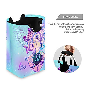 Zodiac-sign-leo Foldable Laundry Basket, Laundry Bag with Handles for Home Bathroom Bedroom/Toys Storage Organizer
