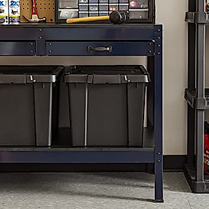 IRIS USA 19 Gallon Heavy-Duty Stackable Storage Totes, Plastic Container Bins with Durable Lids and Secure Latching Buckles for Seasonal Décor, Sporting Equipment, Garage Tool Storage, Black, 6-Pack