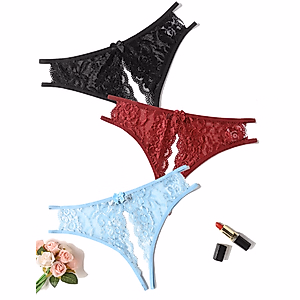 Avidlove Women Lace Panties Sexy Underwear lace hipster lingerie thong pack of 3 XX Large