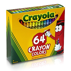 Crayola Crayons, Regular Size, 64 Count with Sharpener