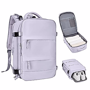 Carry On Backpack Personal Item Travel Backpack For Women Airline/Flight Approved Waterproof Sports Luggage Casual Daypack Small Hiking Backpack Purple