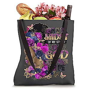Black Girl In The Midst Of Storm Believe In God Christian Tote Bag
