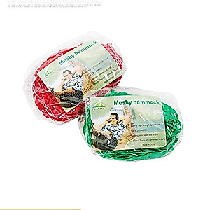 Portable Camping Hammock Nylon Mesh Rope Hanging Bed Outdoor Garden Hanging Mesh Net Sleeping Bed Chair Swing for Hiking Camping Travel Sports Beach Yard Relaxing (Red)