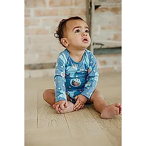 Copper Pearl Long Sleeve Bodysuit Baby: Ultra Soft Baby for Newborns, Boys, and Girls - Stylish, Comfortable, Overlap Shoulders, Premium Knit Fabric - 12-18 Months, Cookie Monster