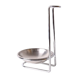 GoldNJade 304 Stainless Steel Single Ladle Holder Vertical Spoon Rest Cooking Utensils Stand with 4.3 inch bowl