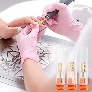 AORAEM Safety Bits for Nail Drill 3/32'', 3PCS Nail Drill Bit Set Professional Tungsten Steel Nail Drill Bits Remove Gel Safety Bits Set for Acrylic Gel Remover, Gold