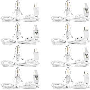 8Pcs Blow Mold Light Kit Replacement with C7 LED Bulb Village Lights, 6FT Blow Mold Cord with Turn ON OFF Switch and 2 Spare Fuses for Halloween Christmas Village House Craft Decorations and Salt Lamp