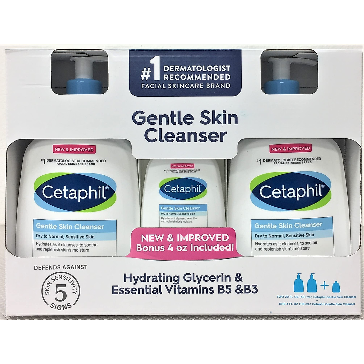 Cetaphil Gentle Skin Cleanser 2/20oz 4oz Bonus