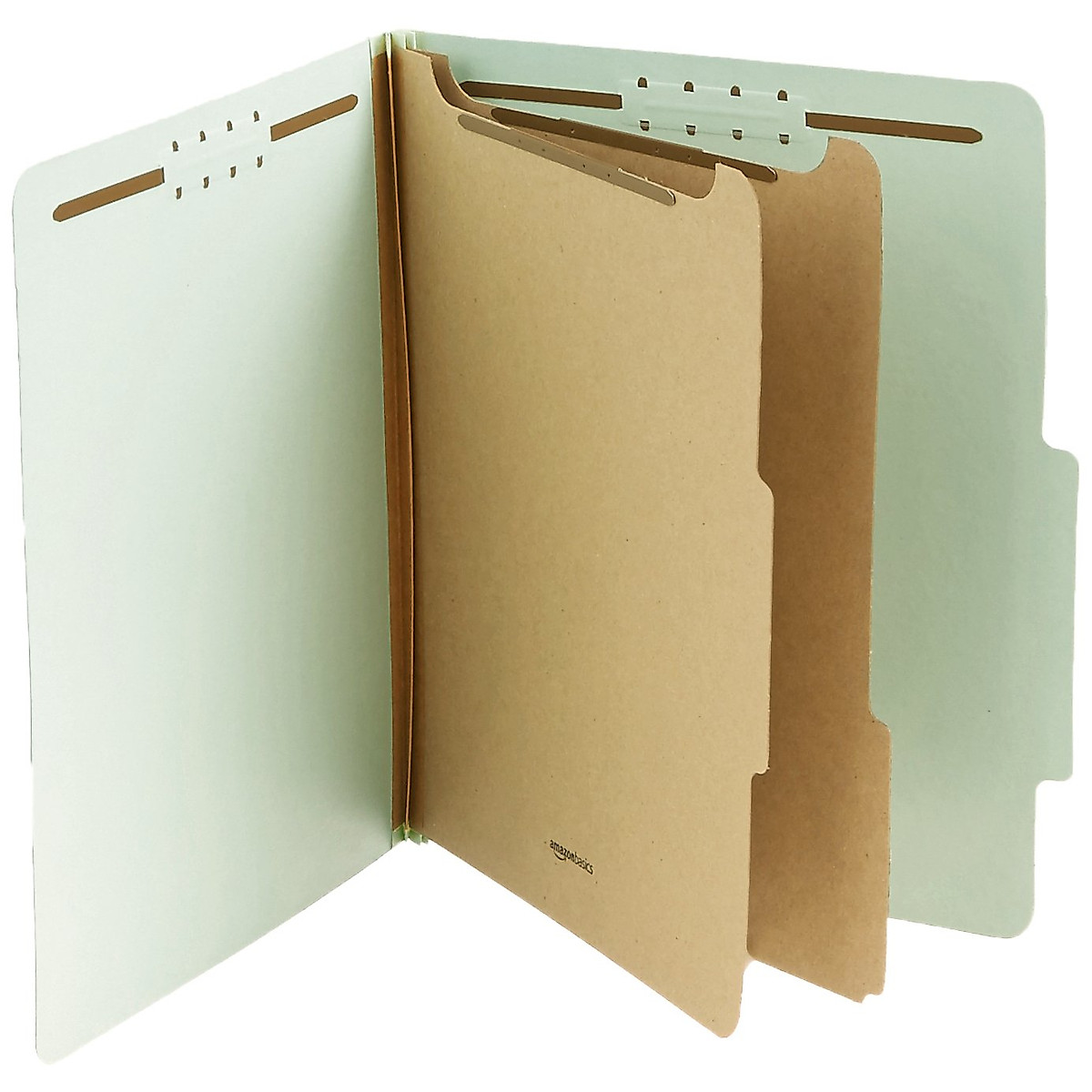 Amazon Basics 10-Pack Letter Size Pressboard Classification File Folders with Fasteners, Dividers, 2” Expansion - Green