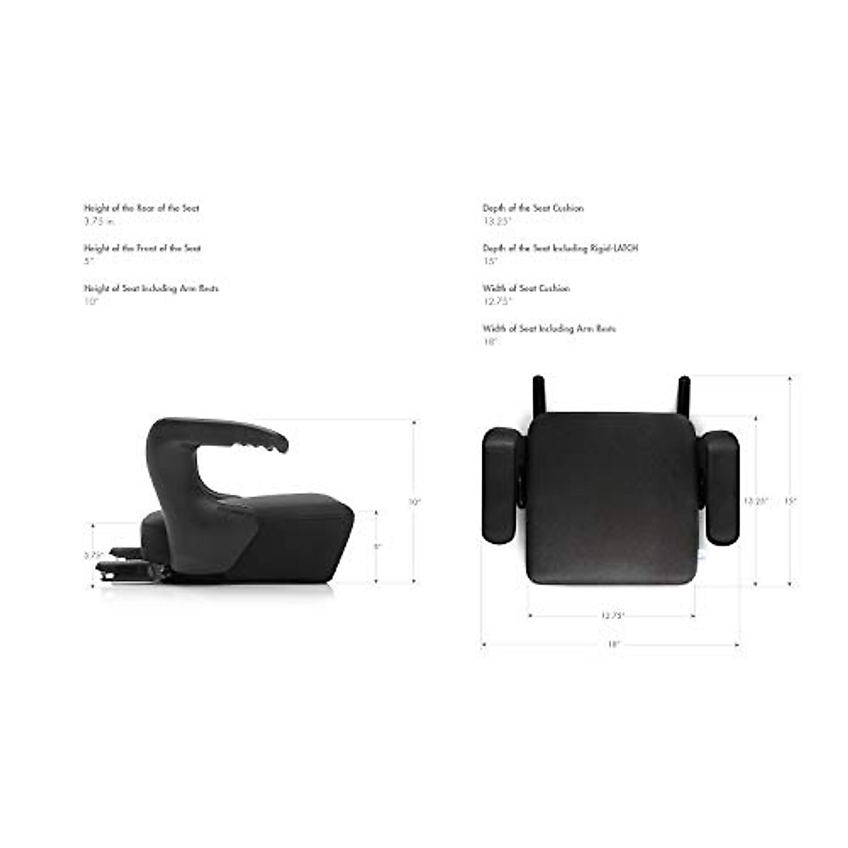 Clek Ozzi Backless Booster Car Seat with Rigid Latch, Carbon (OZ11U2-JB)