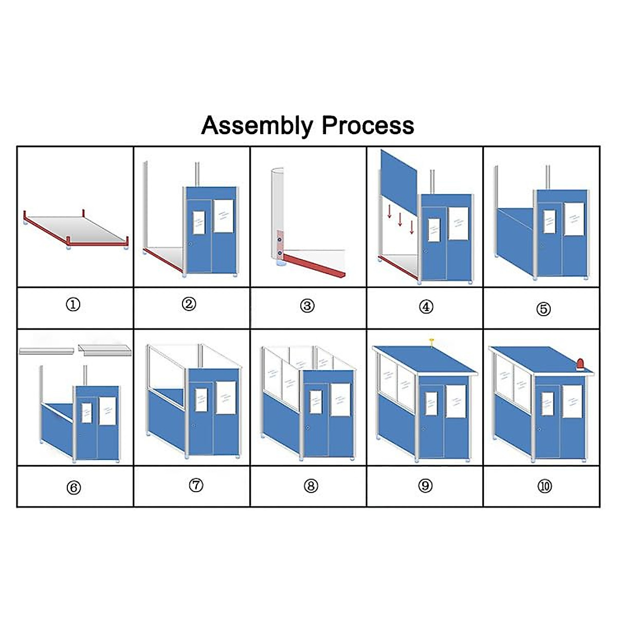 Portable Security Guard Cabin, Outdoor Modern Security Booth with Alarm Light