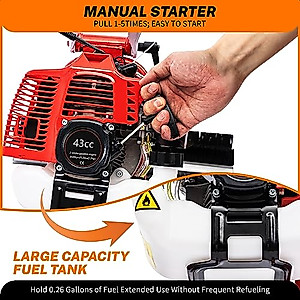 1.25 KW Walk-Behind Hand Push Floor Sweeper, 23.6" Sweeping Width Lawn Sweeper Manual Gas Power,1.2L Tank, Infinitely Adjustable Speed Patio Sweeper Cordless for Walkway, Yard, Garage, Patio