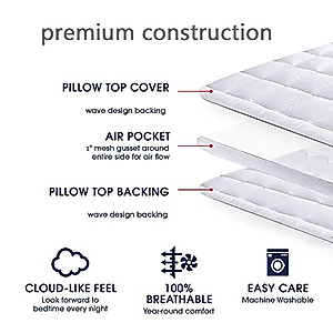 YZ HOMTEX Mattress Topper Mattress Pad Protector - Quality Plush Luxury Down Alternative Pillow Top - 3inch Extra Thick Mattress Cover (Short Queen), White