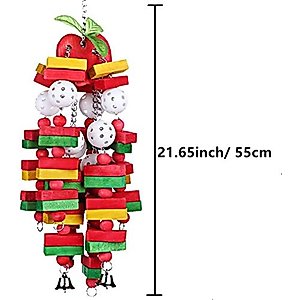 Litewoo Large Bird Parrot Swing Toys, Colorful Apple Shape Chew Wood Toy for Medium Large Bird and Parrot