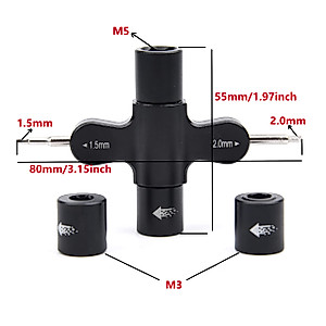 YoungRC RC Quick Release Wrench Tool M3 M5 Wrench Multifunctional Quick Release Propeller Motor Wrench Tool 1.5mm/2mm Screwdriver with Built in Bearing Tool for RC Drone FPV Racing