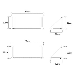 PIBM Stylish Simplicity Shelf Wall Mounted Floating Rack Shelves Retro Separator Plate Simple High Capacity Sleek Bedroom Living Room,4 Sizes,2 Colours, b , 60x22x32cm