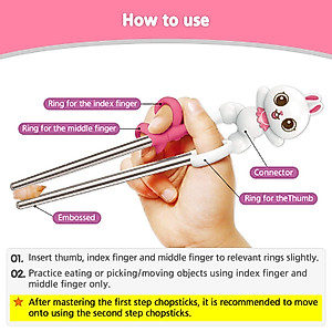 Edison Friends Rabbit Stainless Steel Chopsticks, Spoon, Fork and Case 4 Set, Chopsticks Training, Beginner, Brain Training (White Rabbit) Right Handed/Made in Korea