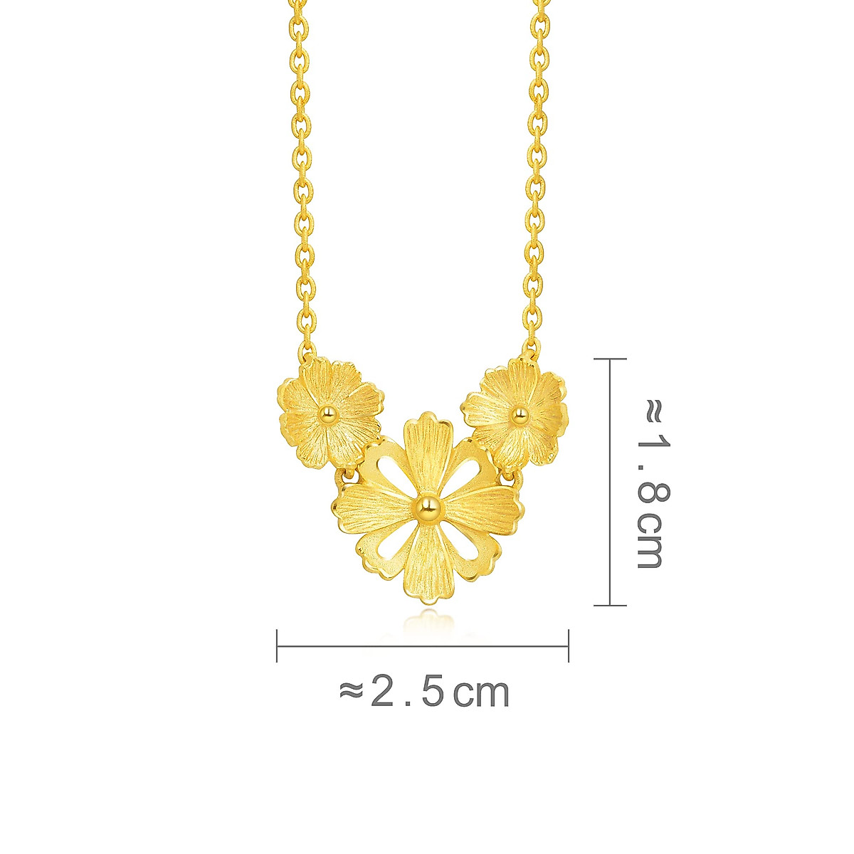 CHOW SANG SANG 999.9 24K Gold Price-by-Weight 9.73g Gold Blossom Necklace (45 CM) for Women and Wedding Occasion 88235N