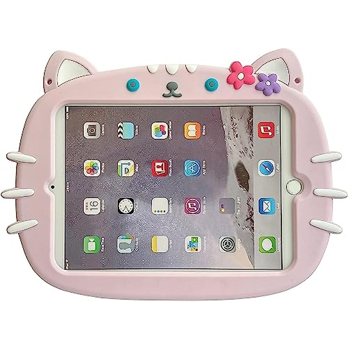 Premium Cute Soft Silicone Cat Pattern Tablet Case with Built-in Foldable Kickstand Shockproof Cover Case for iPad Air 4 2020 10.9"