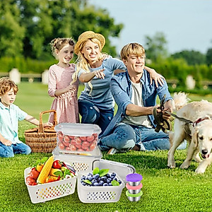 ATRONAW 12 Pieces Fruit Storage Containers for Fridge -Salad Dressing Containers To Go,Produce Storage Bins Set for Refrigerator for Salad Berry Lettuce Vegetables Meat