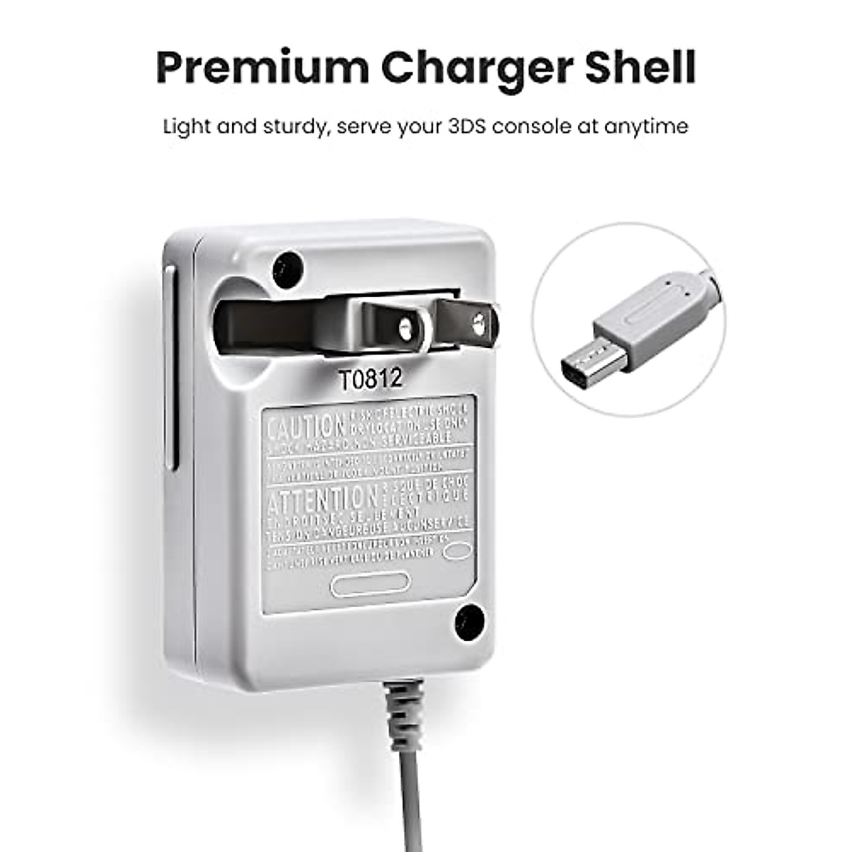 VOYEE 3DS Charger Compatible with Nintendo 3DS/ DSi/DSi XL/ 2DS/ 2DS XL/New 3DS XL 100-240V Wall Plug Adapter