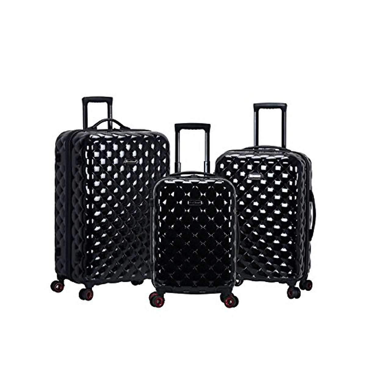 Rockland Quilt Hardside Expandable Spinner Wheel Luggage, Black, 3-Piece Set (20/24/28)