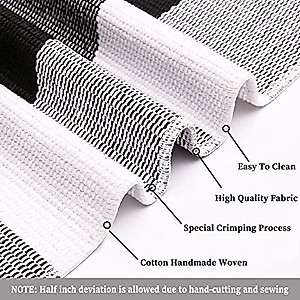 VERTKREA Buffalo Plaid Rug 3'x4.9', Black and White Checkered Rug Carpet, Cotton Hand-Woven Washable Rug for Living Room Indoor Outside Entryway Porch