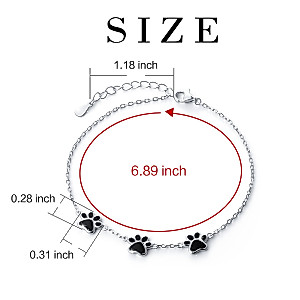 Ladytree S925 Sterling Silver Puppy Dog Cat Pet Paw Print Bracelets1