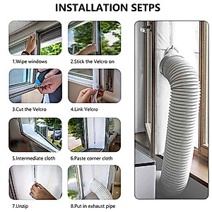 UniForU Window Seal for Portable Air Conditioner Window Cover with The Double Access Zipper and Adhesive Fastener 400cm/157” (400cm/157)