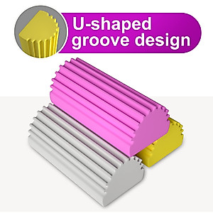 BITOPE 3 Pack Natural Duster, Magical Dust Cleaning Sponge, Duster for Cleaning Venetian & Wooden Blinds, Vents, Radiators, Skirting Boards, Gray +Pink+Yellow