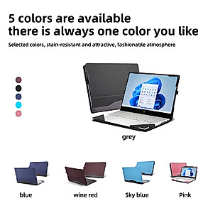 Laptop Cover for HP Envy x360 Laptop 15t /15z-XXX/15-fh|15-ed/15z-ey15-er/15-ep/15t-es100|2-in-1 Laptop.All Inclusive Drop Case 15.6" PU Leather Inside Pocket Cover Shell (15.6inch, Gray-Black)