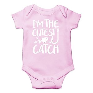 CBTwear I'm the Cutest Catch Baby Bodysuit - Adorable Boy Girl Romper Clothing Funny Cute Infant Outfit (6 Months, Pink)