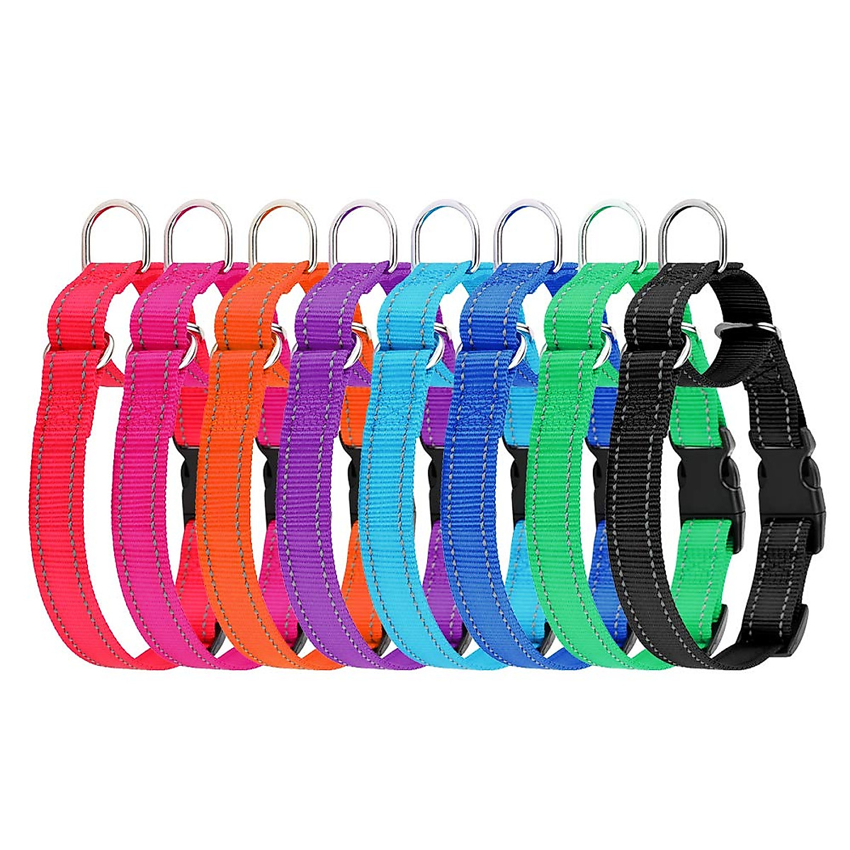 PLUTUS PET Reflective Martingale Collar with Quick Snap Buckle,No Pull Dog Choker Collar for Small Medium Large Dogs,L,Orange