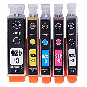 Hilitand Multi Colors Inkjet Cartridge ABS Housing Printer Ink Cartridges Smoothly Ink Output Inkjet Cartridge for Printer Part Replacement (BK BK C M Y 5 Colors)