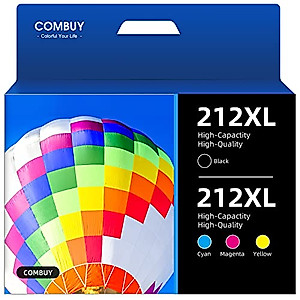212XL Ink Cartridges Remanufactured Replacement for Epson 212XL T212XL 212 XL T212 Combo Pack for WF-2850 Ink XP-4105 XP-4100 WF-2830 Printer Ink (Black, Cyan, Magenta, Yellow, 4 Pack)