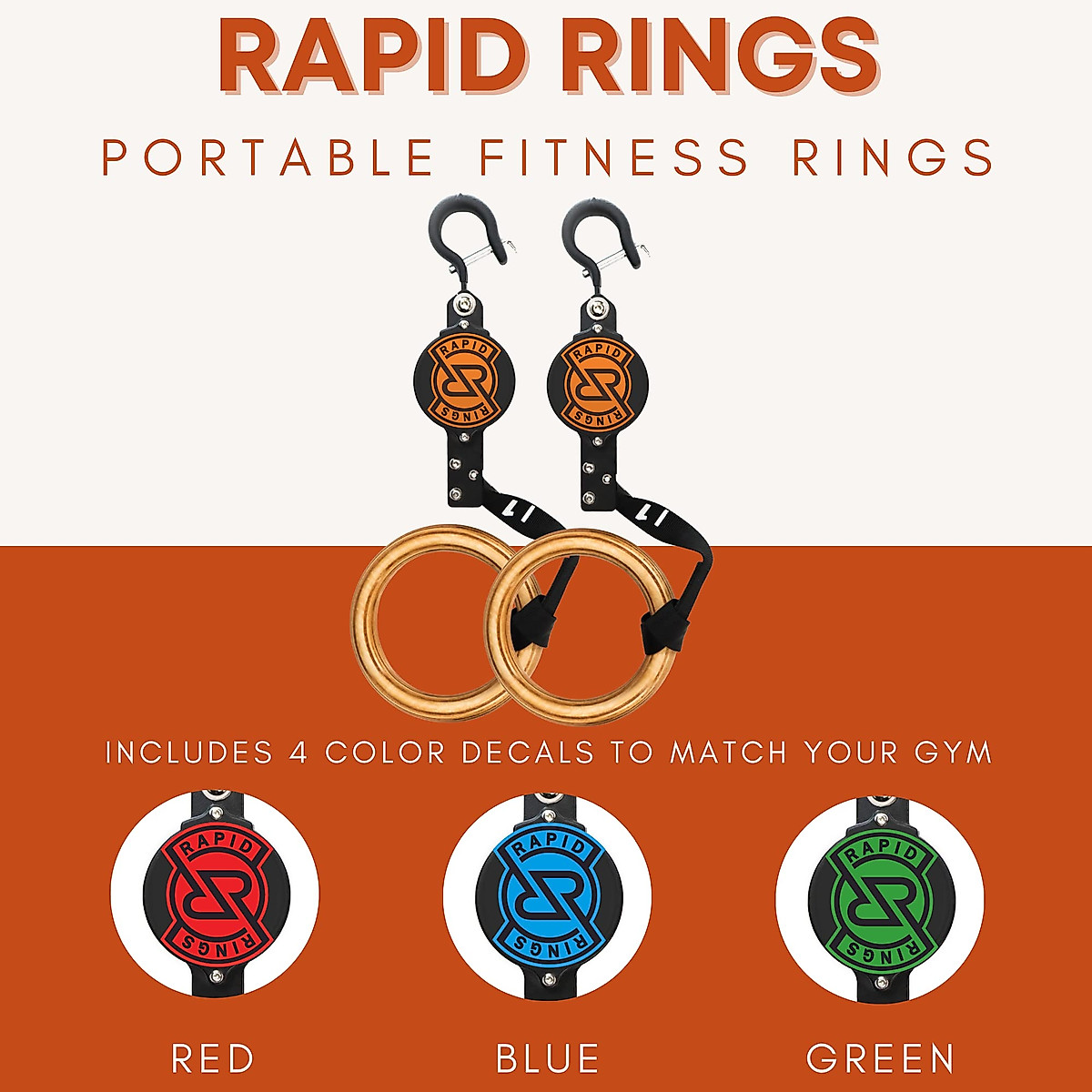 Rapid Ring Sports Gymnastic Rings with Adjustable Straps