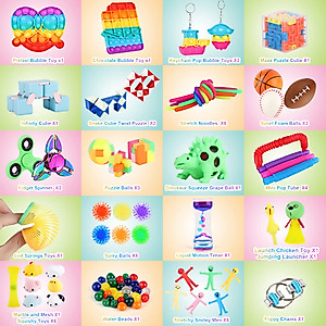 FiGoal 52 PCS Sensory Fidget Toys Set with Storage Box, Mini Poppet Figit Toys for Adults Kids ADHD, Birthday Party Favors, Classroom, Goodie Bag Fillers, Valentine's Party Supplies