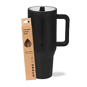HydroJug Black 40oz Traveler + Replacement Straws