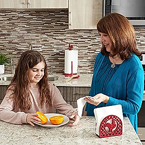 Home Basics Cast Iron Rooster Napkin Holder (Red)