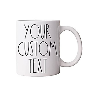 YOUR TEXT HERE Custom Rae Dunn Inspired 11oz Ceramic Mug | One or Two Sided Text