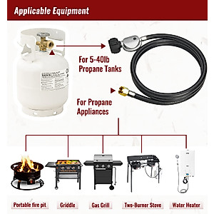 CALPOSE 2 Feet Propane Hose with Regulator, Universal Gas Grill Regulator and Hose for Blackstone 28''/36'' Griddle, Weber Grill, Propane fire pit and More, 3/8" Female Flare for Most LP Gas Grills