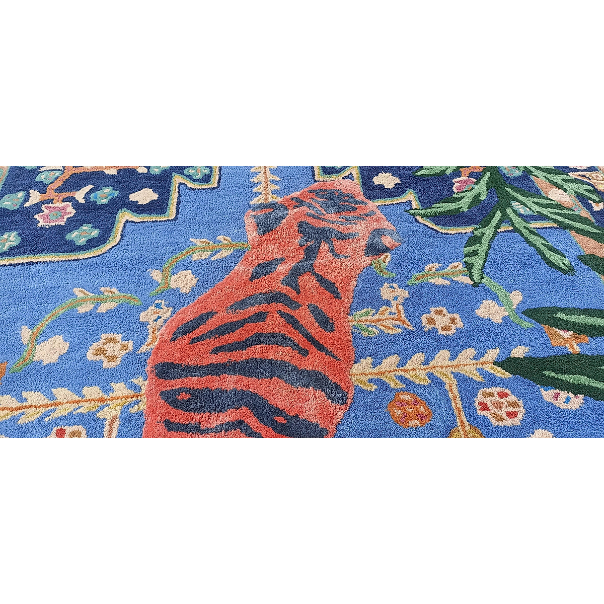 Bengal Tiger Animal Print Wool Area Rug Handmade Featuring Symmetrical Palm Leaves Design - Ideal for Living Room Bedroom Kids Room & Office (Red, 6'x9')