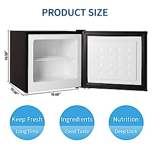 Kismile Small Freezer,Freestanding Mini Freezer with Reversible Door & Removable Shelf & Adjustable Temperature Control, Upright Compact Freezer for Apartment/Home/Office/Dormitory (Black, 1.2 Cu.ft)