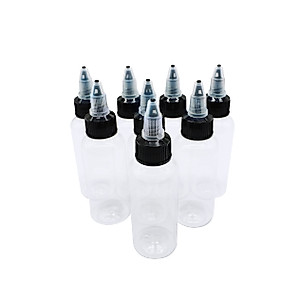 PET Plastic Extruded Liquid Bottle,squeeze bottle,dropper ,dispensing bottle,8 Pcs 2 oz Bottles,Laboratory wash Bottle,drip Bottle,Tattoo Ink,Watercolor Pigment Bottle, Ink Discharge Bottle(60ml)