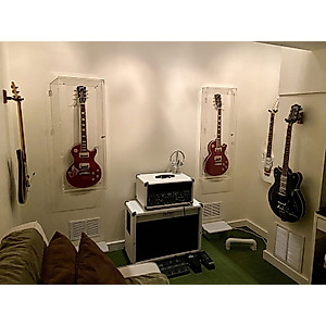 DisplayGifts Electric Guitar Display Case Rack Hanger Holder Wall Mount Cabinet Lockable 98%UV Protection