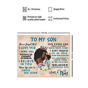 African Americans Mother Wall Art & Decor - Black women Wall Art - Nursery Decor - Little Boy Bedroom Decor - Baby shower Gift - Mother Son Life Empowerment Inspirational Quotes Poster UNFRAMED 8x10